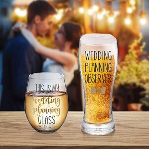 This is My Wedding Planning Glass Set, Engagement Gift for Couples, Mr & Mrs Gift, Anniversary, Wedding Gift for Newlyweds, Bride and Groom, Bridal Shower Gift Set