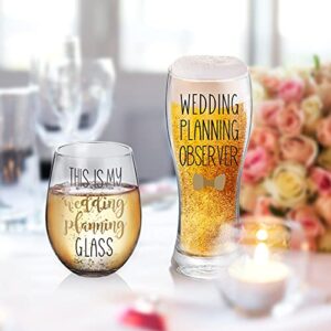 This is My Wedding Planning Glass Set, Engagement Gift for Couples, Mr & Mrs Gift, Anniversary, Wedding Gift for Newlyweds, Bride and Groom, Bridal Shower Gift Set