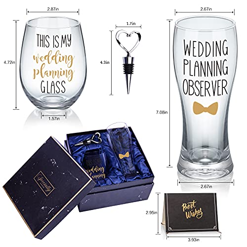 This is My Wedding Planning Glass Set, Engagement Gift for Couples, Mr & Mrs Gift, Anniversary, Wedding Gift for Newlyweds, Bride and Groom, Bridal Shower Gift Set