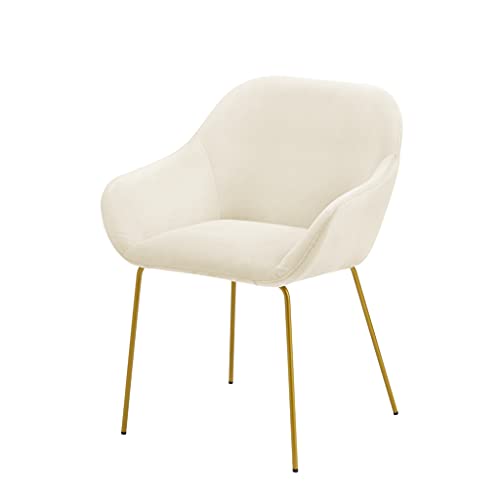 Ball & Cast Upholstered Dining Modern Accent Chair with Low Armrest Golden Metal Leg Set of 1, Beige