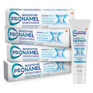 sensodyne pronamel intensive enamel repair toothpaste for sensitive teeth and cavity protection, whitening toothpaste to strengthen enamel, arctic breeze - 3.4 ounces x 4