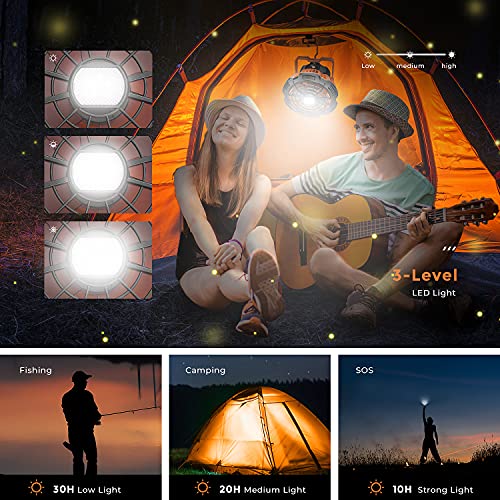 7800mAh Camping Fan with LED Lantern, Portable Fan with Remote Control, Power Bank, Battery Operated USB Rechargeable Fan , 180°Head Rotation Outdoor Battery Powered Fan for Outdoor, Indoor, Office