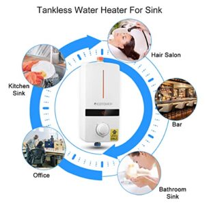 Tankless Water Heater Electric 5.5kW 240V, ECOTOUCH Smart Mini Water Heater Self-Modulating Instant Hot Water Heater For Sink, Point of Use Water Heater White