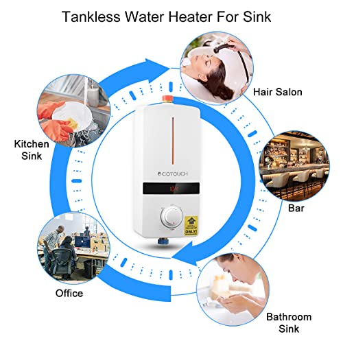 Tankless Water Heater Electric 5.5kW 240V, ECOTOUCH Smart Mini Water Heater Self-Modulating Instant Hot Water Heater For Sink, Point of Use Water Heater White