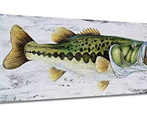 YHSKY ARTS Coastal Canvas Wall Art with Textured - Large Mouth Fish Paintings, Modern Abstract Marine Life Pictures for Living Room Bedroom Bathroom Decor