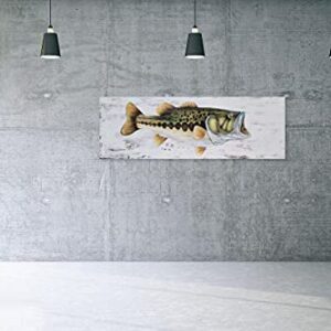 YHSKY ARTS Coastal Canvas Wall Art with Textured - Large Mouth Fish Paintings, Modern Abstract Marine Life Pictures for Living Room Bedroom Bathroom Decor