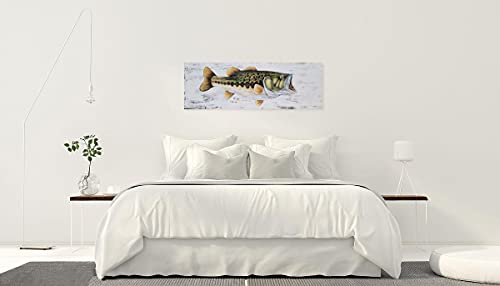 YHSKY ARTS Coastal Canvas Wall Art with Textured - Large Mouth Fish Paintings, Modern Abstract Marine Life Pictures for Living Room Bedroom Bathroom Decor