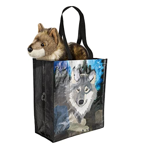 Wildlife Tree Reusable Wolf Animal Print Grocery Tote Bag Large and Durable with Reinforced Handles