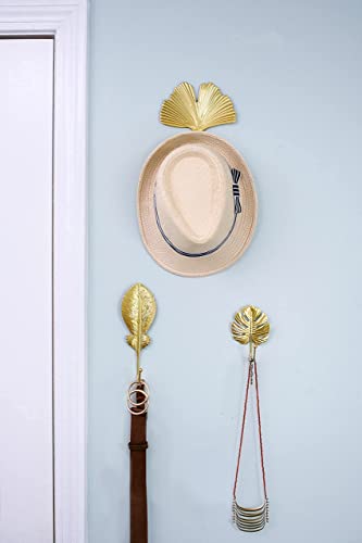 Dorm Queen Gold Decorative Wall Hooks – Set of 3 | Gold Hooks for Hanging Keys, Hats and Jewelry | Gold Wall Hooks | Wall Hooks Decorative | Decorative Hooks | Hat Hooks for Wall | Brass Hooks