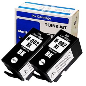 toinkjet compatible replacement for hp 902xl 902 xl ink cartridge for officejet 6978 6975 6968 6962 6958 6950 (black, 2-pack)