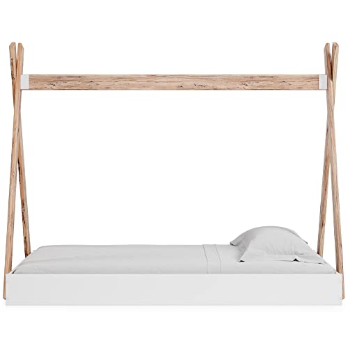 Signature Design by Ashley Piperton Modern Youth Tent Bed Frame, Full, Natural Wood & White