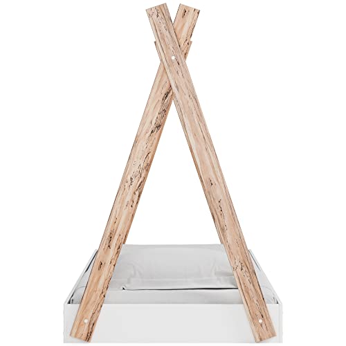 Signature Design by Ashley Piperton Modern Youth Tent Bed Frame, Full, Natural Wood & White