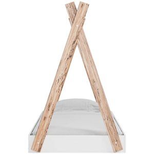 Signature Design by Ashley Piperton Modern Youth Tent Bed Frame, Full, Natural Wood & White