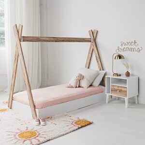 Signature Design by Ashley Piperton Modern Youth Tent Bed Frame, Full, Natural Wood & White