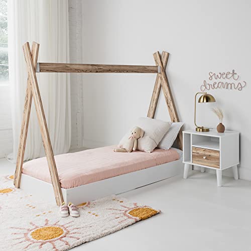 Signature Design by Ashley Piperton Modern Youth Tent Bed Frame, Full, Natural Wood & White