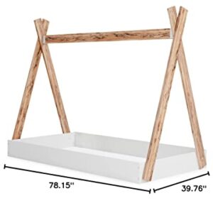 Signature Design by Ashley Piperton Modern Youth Tent Bed Frame, Full, Natural Wood & White