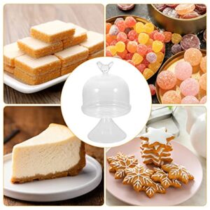 Cabilock Mini Cake Stand Glass Dome Cover Single Cupcake Stand Clear Cake Stand Cloche Dome Display Case Tiny Cake Stand Cake Cover (3.8x3.8x7.4inch/9.8x9.8x19cm)