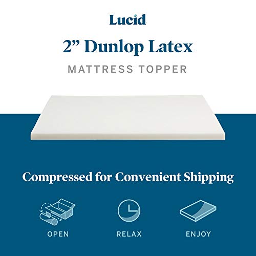 LUCID 2 Inch Dunlop Latex Mattress Topper, King