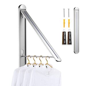 Clothes Drying Rack Folding Indoor And Outdoor Universal, Wall Mounted Folding Drying Rack Clothing Retractable Dryer Rack For Laundry Room Closet Organization And Storage, Aluminum (1, Silver)