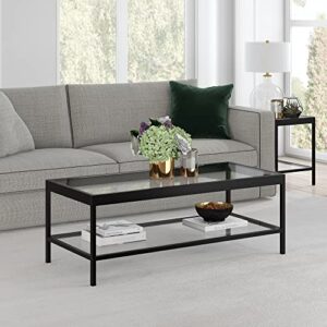 henn&hart 45" wide rectangular rectangular coffee table in blackened bronze, modern rectangular coffee tables for living room, studio apartment essentials