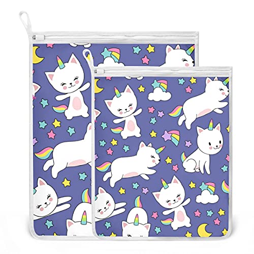 Cute Cats Unicorn Laundry Mesh Bag Delicates Lingerie Laundry Wash Bag Heavy Duty with Zipper Bra Laundry Bags for Apartment Dorm Family Laundromat