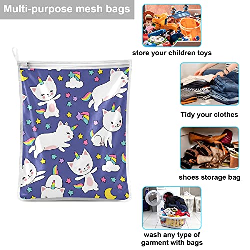 Cute Cats Unicorn Laundry Mesh Bag Delicates Lingerie Laundry Wash Bag Heavy Duty with Zipper Bra Laundry Bags for Apartment Dorm Family Laundromat