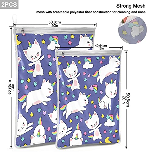 Cute Cats Unicorn Laundry Mesh Bag Delicates Lingerie Laundry Wash Bag Heavy Duty with Zipper Bra Laundry Bags for Apartment Dorm Family Laundromat