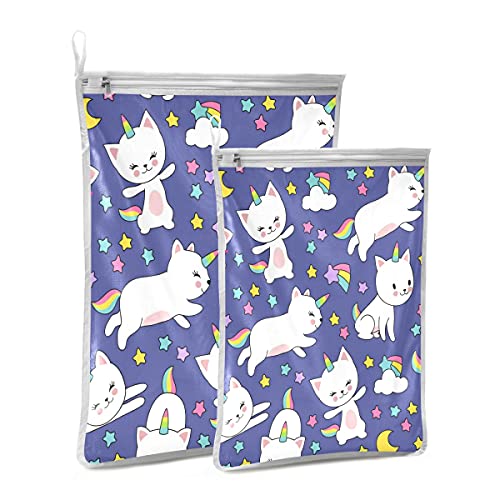 Cute Cats Unicorn Laundry Mesh Bag Delicates Lingerie Laundry Wash Bag Heavy Duty with Zipper Bra Laundry Bags for Apartment Dorm Family Laundromat