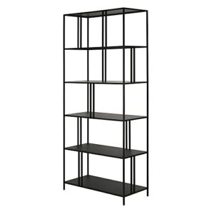 Henn&Hart 34" Wide Rectangular Bookcase in Blackened Bronze, for Home Office, Living Room