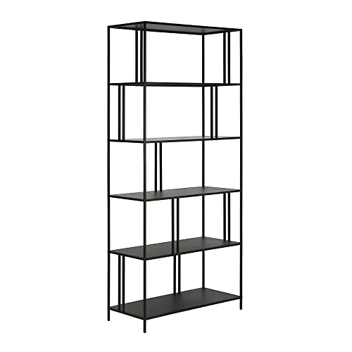 Henn&Hart 34" Wide Rectangular Bookcase in Blackened Bronze, for Home Office, Living Room