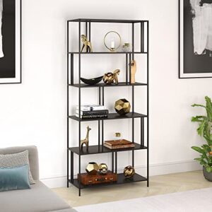 Henn&Hart 34" Wide Rectangular Bookcase in Blackened Bronze, for Home Office, Living Room