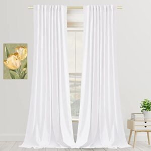 snitie white 84 in long velvet curtains with back tab and rod pocket thermal insulated soft privacy light filtering velvet drapes for bedroom and living room, set of 2 panels, 52 x 84 inches long