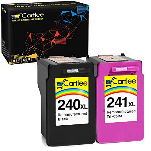 Cartlee 2 Remanufactured High Yield Ink Cartridge Replacement for PG-240XL 240 XL CL-241XL 241 XL PIXMA MX472 MX452 MG3220 MG3520 MX432 MX439 MX512 MG3620 MG2120 MX459 MG3600 MX479 (1 Black, 1 Color)