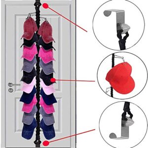 Over Door Hanging Storage Chain with 20 Stainless Steel Clips, Toy Storage Chain Multipurpose Baseball Cap Organizer Hat Holder for Your Toys, Sun Visors, Hats, Cap, Scarves, Gloves, towel, etc.