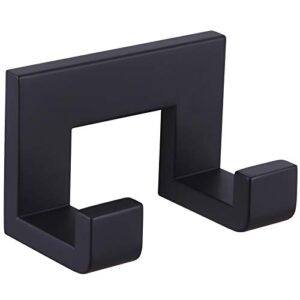 aplusee double robe towel hook matte black, sus 304 stainless steel square dual coat hook, utility bath kitchen storage hanger holder