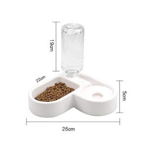 Y-ANN 2 in 1 Double Dog Food and Water Bowl Set, Heart Shape Wall Corner Pet Automatic Water Dispenser Detachable Feeder Bowl No-Spill for Cats Small Dog (White)