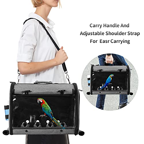 ABONERY Bird Travel Bag Portable Bird Parrot Carrier Transparent Breathable Travel Cage, Lightweight Bird Carrier with Food Bowl and Water Bottle