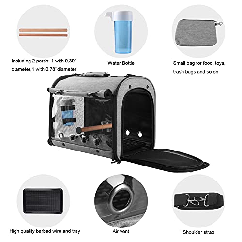 ABONERY Bird Travel Bag Portable Bird Parrot Carrier Transparent Breathable Travel Cage, Lightweight Bird Carrier with Food Bowl and Water Bottle