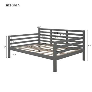 Flieks Solid Wood Clean Lines Daybed, Full-Size Bed Frame Multi-Functional Daybed for Kids/Teens Bedroom/Guest Room Furniture, No Box Spring Required