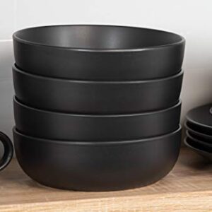 10 Strawberry Street Wazee Matte Coupe Dinnerware Set, 16 pc, Black