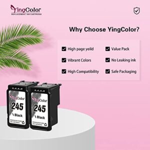 YingColor Remanufactured 245XL Ink Cartridge Replacement for Canon 245XL Black Ink for Canon Pixma MX492 TR4520 TR4522 TS3120 MG2420 MG2522 MX490 MG2920 MG2922 MG2520 IP2820 (2 Black)