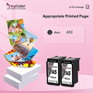 YingColor Remanufactured 245XL Ink Cartridge Replacement for Canon 245XL Black Ink for Canon Pixma MX492 TR4520 TR4522 TS3120 MG2420 MG2522 MX490 MG2920 MG2922 MG2520 IP2820 (2 Black)