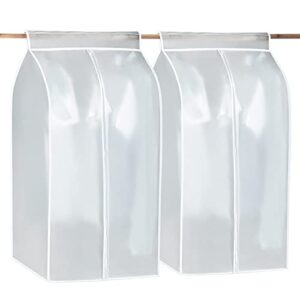 neysuk hanging garment clothes cover, translucent hanging garment rack cover with zipper garment bags for suit coats closet storage 35 inch (2 pack)