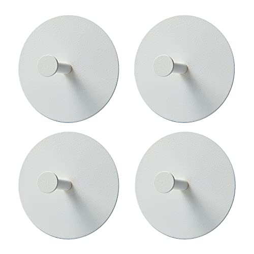 4 Pcs White Towel Adhesive Hooks for Tile Wall Stainless Steel Wall Hangers of Heavy Duty Shower Stick on Hooks for Coat,Hat,Key Wall Sticky Hooks Adhesive Shower Hooks Kitchen Bathroom No Drill Hook