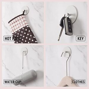 4 Pcs White Towel Adhesive Hooks for Tile Wall Stainless Steel Wall Hangers of Heavy Duty Shower Stick on Hooks for Coat,Hat,Key Wall Sticky Hooks Adhesive Shower Hooks Kitchen Bathroom No Drill Hook