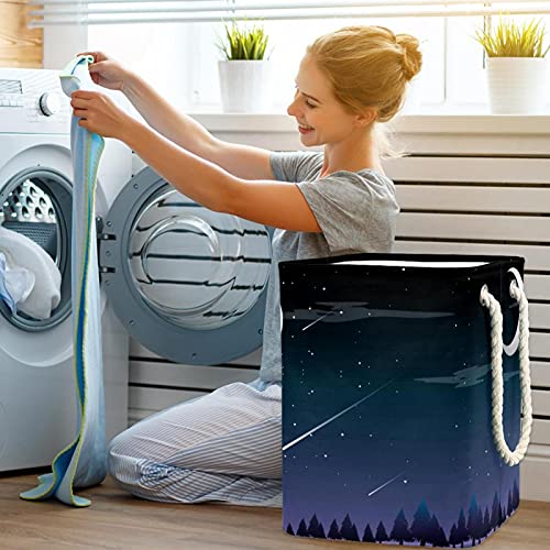 Star Night Tree Laundry Basket Collapsible Rectangular Organizer Hamper For Unisex Adult, Teen Girls, Boys, Waterproof Storage Bins Kids Room