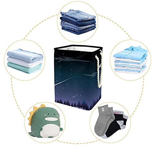 Star Night Tree Laundry Basket Collapsible Rectangular Organizer Hamper For Unisex Adult, Teen Girls, Boys, Waterproof Storage Bins Kids Room