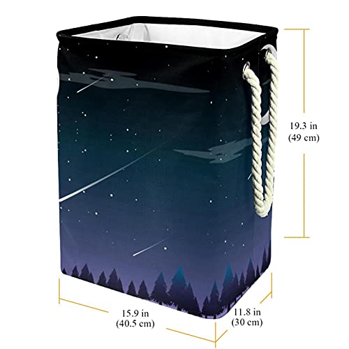 Star Night Tree Laundry Basket Collapsible Rectangular Organizer Hamper For Unisex Adult, Teen Girls, Boys, Waterproof Storage Bins Kids Room