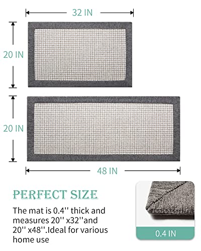 AMOAMI Kitchen Rugs and Mats Non Skid Washable, Absorbent Rug for Kitchen, Large Kitchen Floor Mats for in Front of Sink, 2 PCS Set 20"x32"+20"x48"