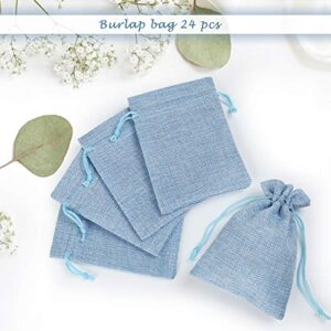 Naler 24pcs Burlap Bags with Drawstring Linen Gift Bags Jewelry Pouches Sacks for Wedding, Party Favors, DIY Craft, Presents, 4 x 6 Inch, Baby Blue